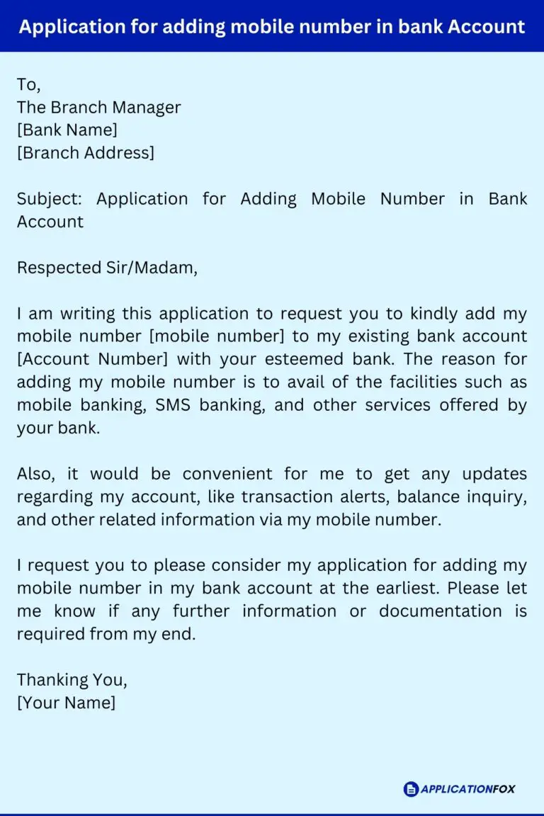 (6+) Application for Mobile Number Registration in Bank