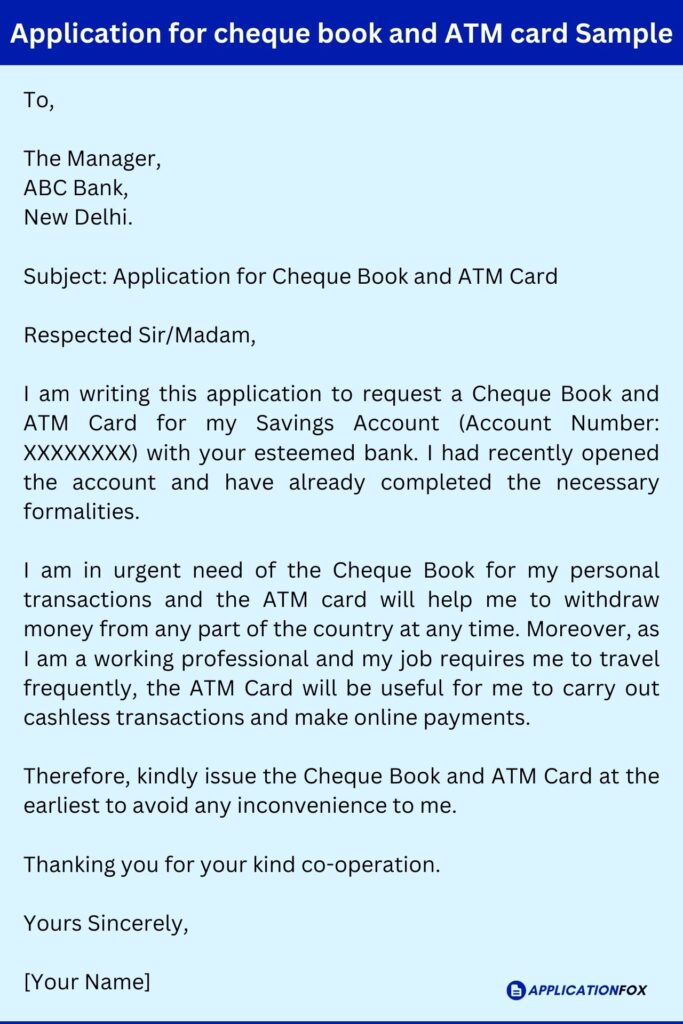 15 Samples Application For Cheque Book Issue