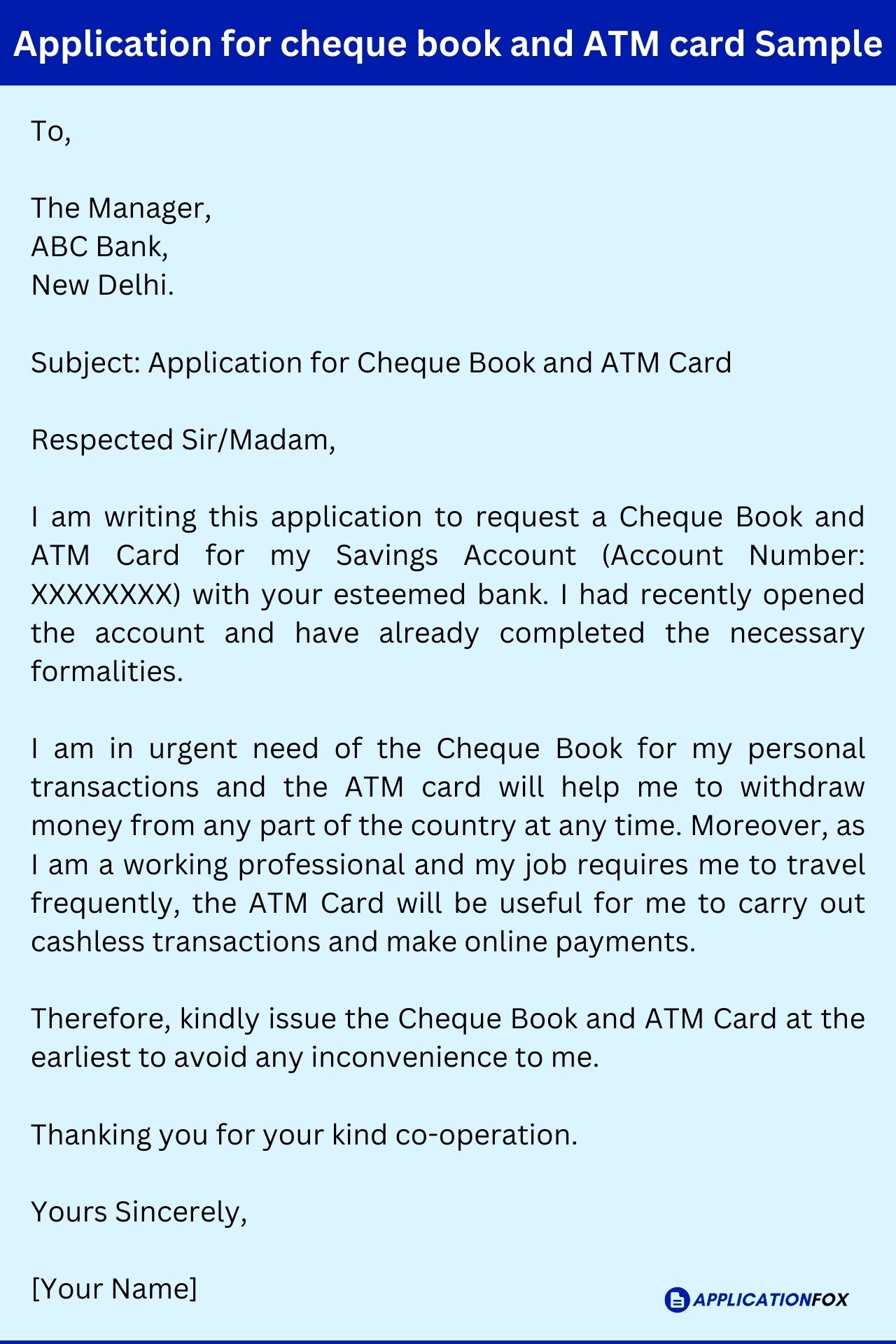 (15+ Samples) - Application for Cheque Book Issue