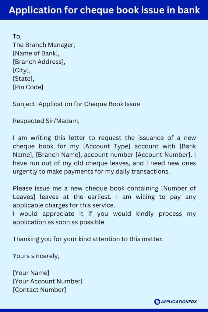  15 Samples Application For Cheque Book Issue