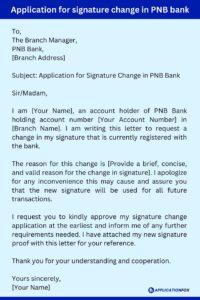 (5+ Samples) - Application for Changing Signature in Bank