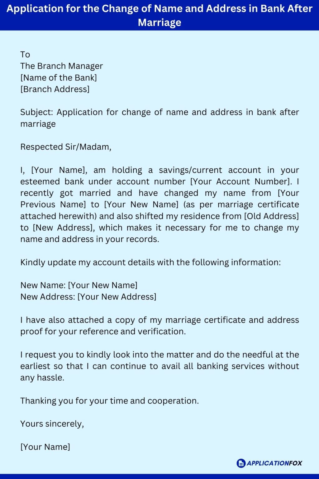 (11+ Samples) - Application for Address Change in Bank