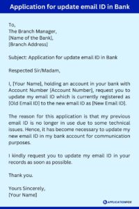 (5+) - Application for Update Email ID in Bank Account