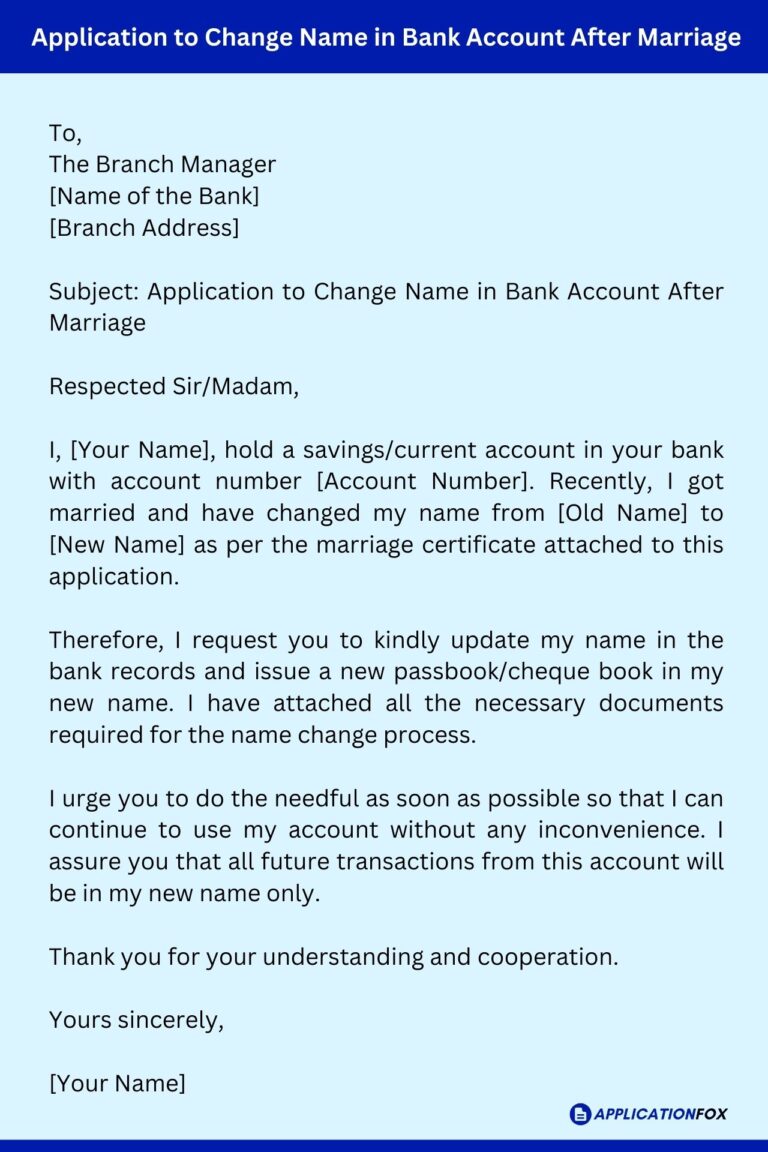 (11+ Samples) - Application for Name Change in Bank Account