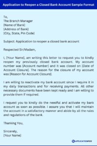(10+ Samples) - Application for Bank Account Reopen