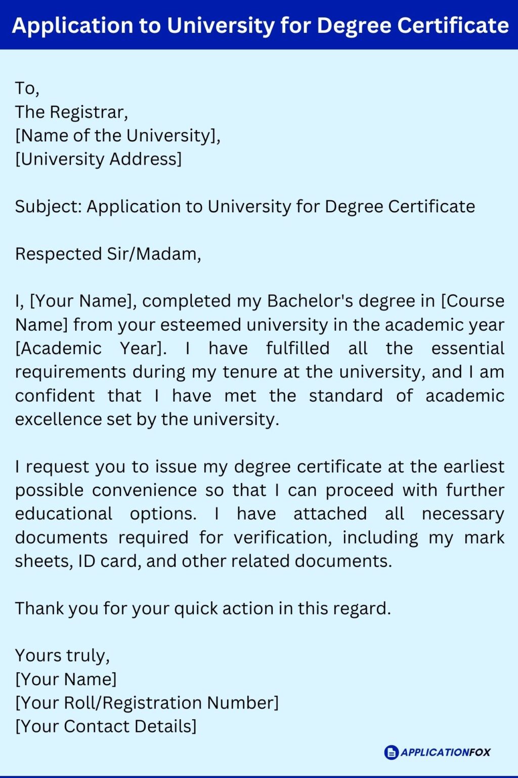 (7 Samples) Request Letter for Degree Certificate
