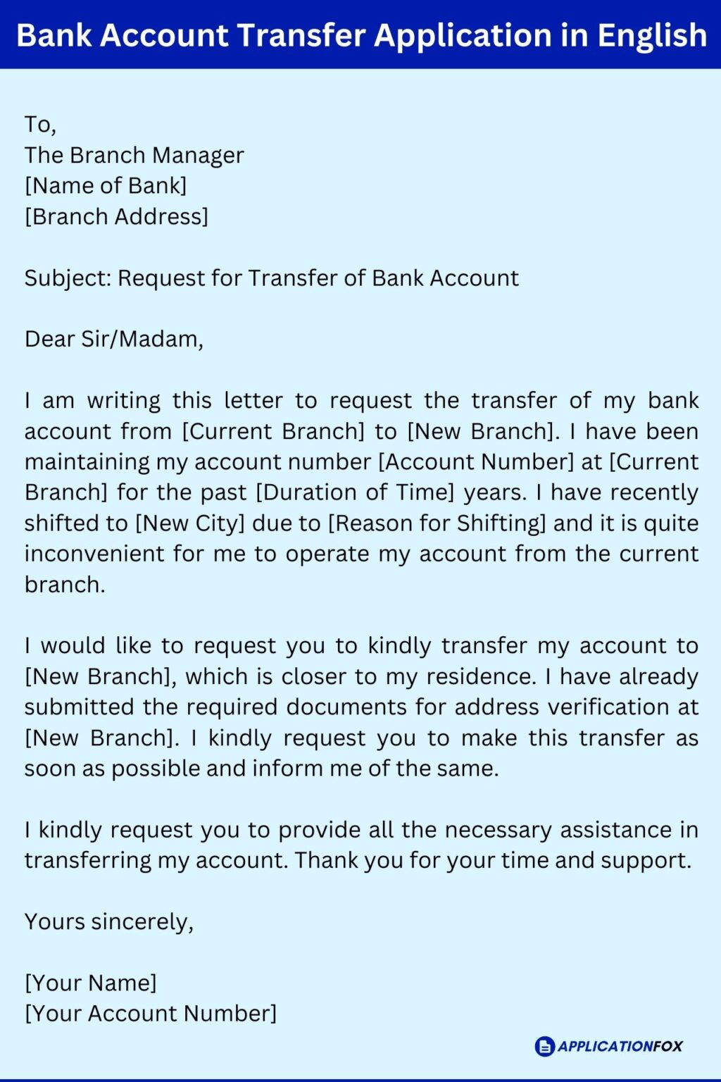 (11+ Samples) - Application for Bank Account Transfer