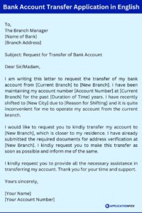 (11+ Samples) - Application for Bank Account Transfer