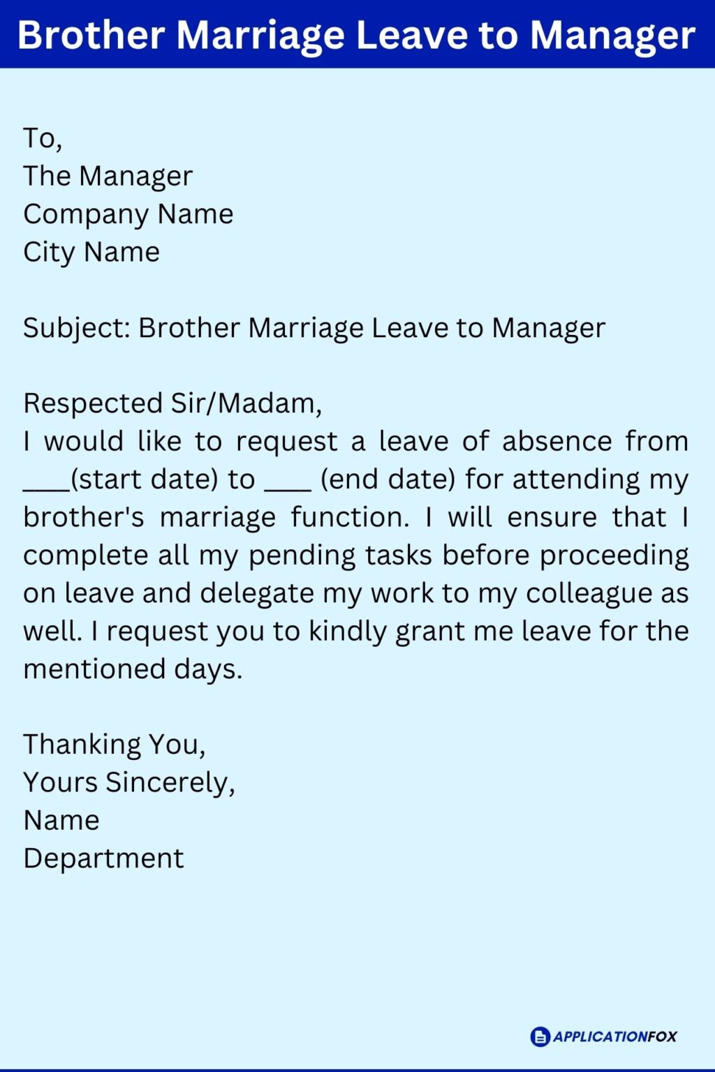(9+ Samples) - Leave Application for Brother Marriage
