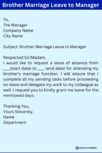 (9+ Samples) - Leave Application for Brother Marriage