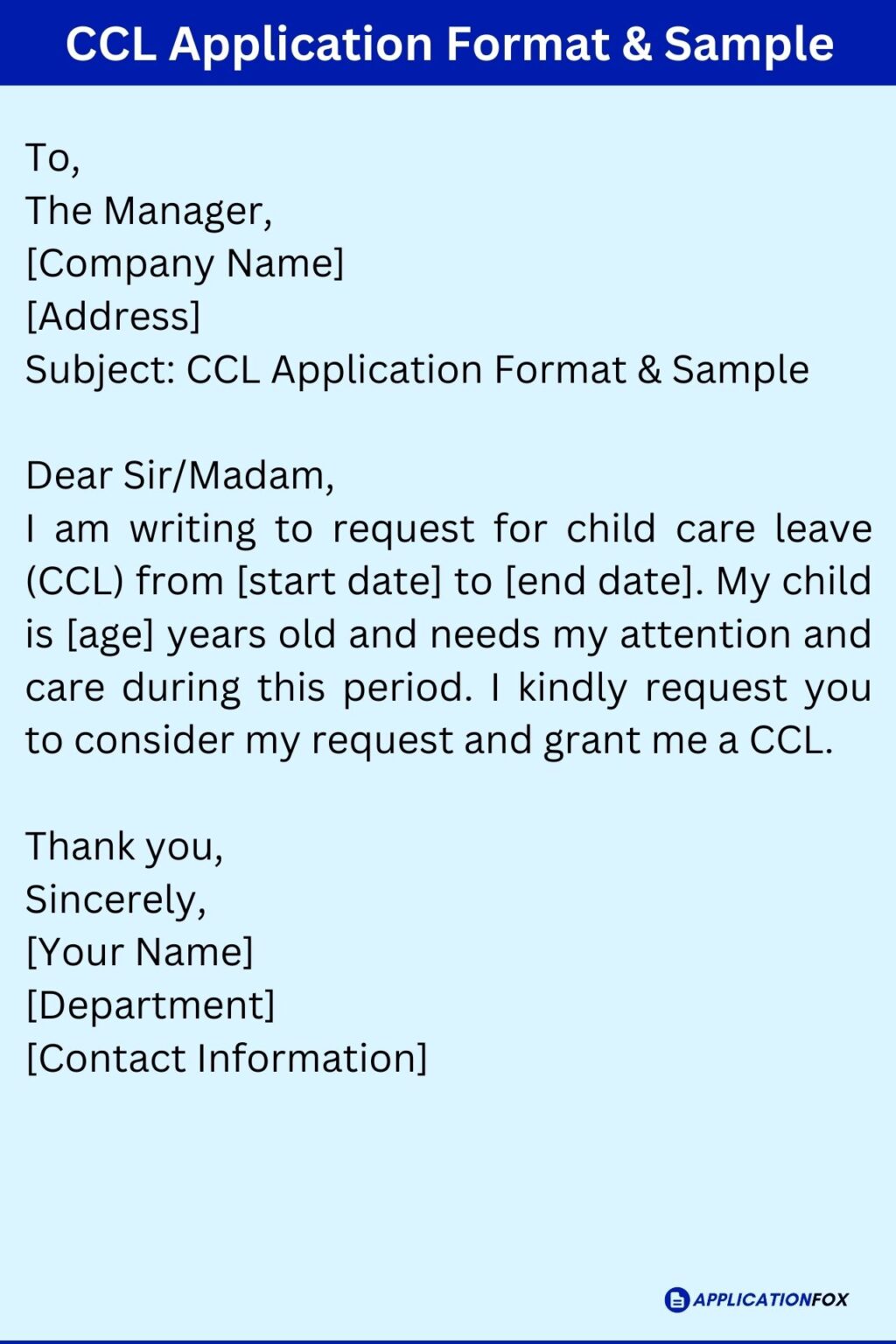 (7+ Samples) Application for Child Care Leave