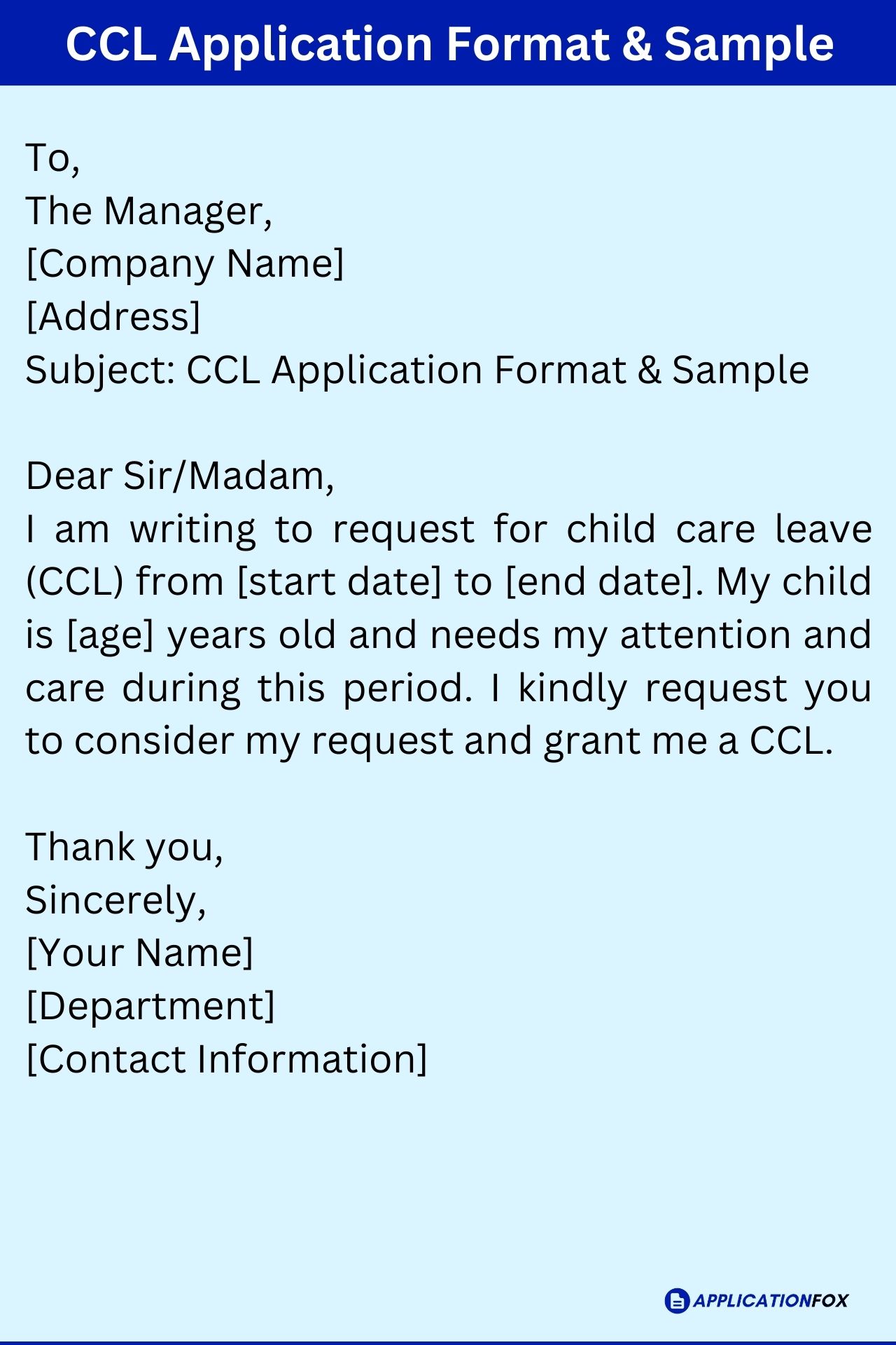 (7+ Samples) Application for Child Care Leave