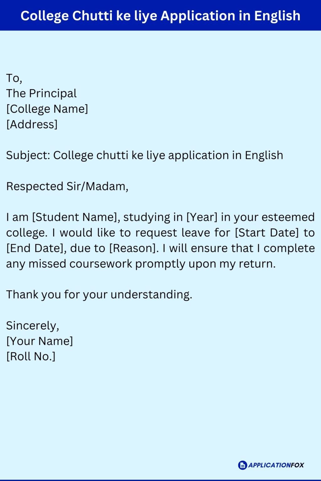 (7+ Samples) Chutti Ke Liye Application in English