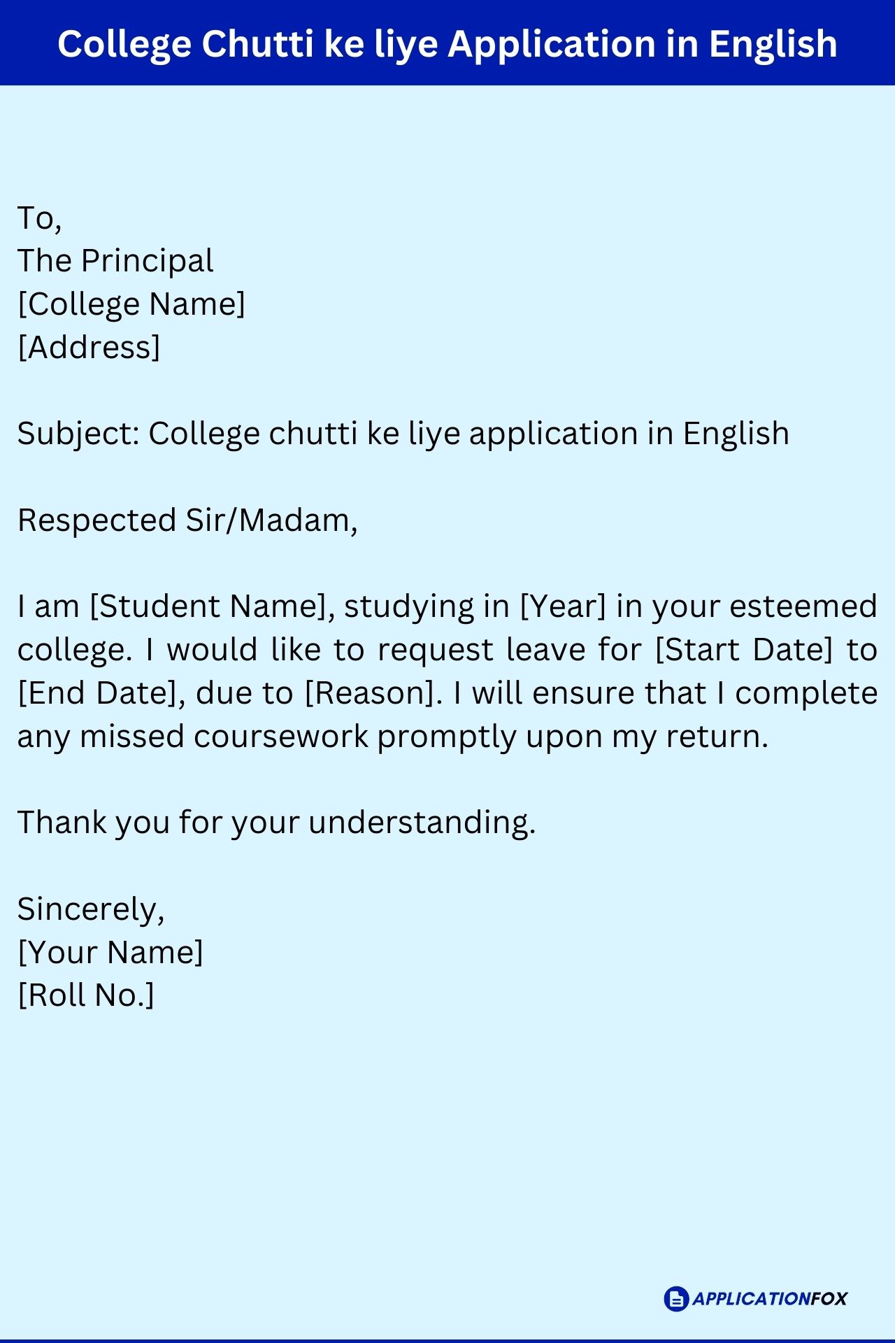 (7+ Samples) Chutti Ke Liye Application in English