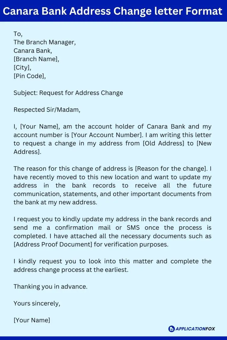 (11+ Samples) - Application for Address Change in Bank