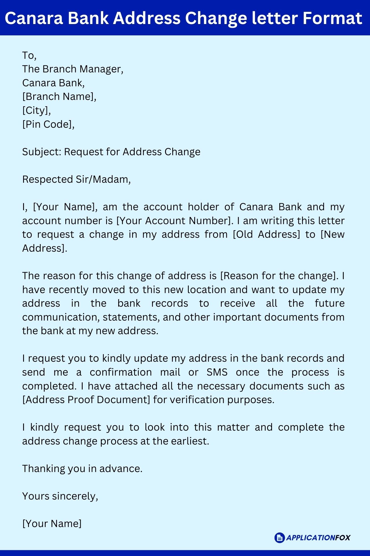 (11+ Samples) - Application for Address Change in Bank