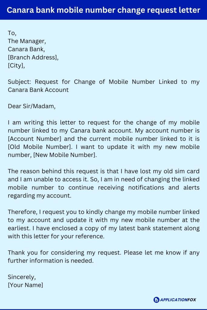 11 Application For Change Mobile Number In Bank Account 11 Application For Change Mobile Number In Bank Account