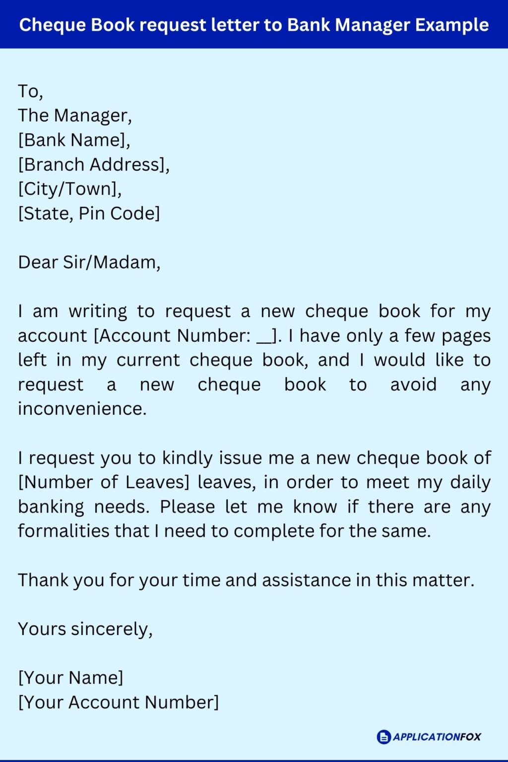 15 Samples Application For Cheque Book Issue 15 Samples Application For Cheque Book Issue