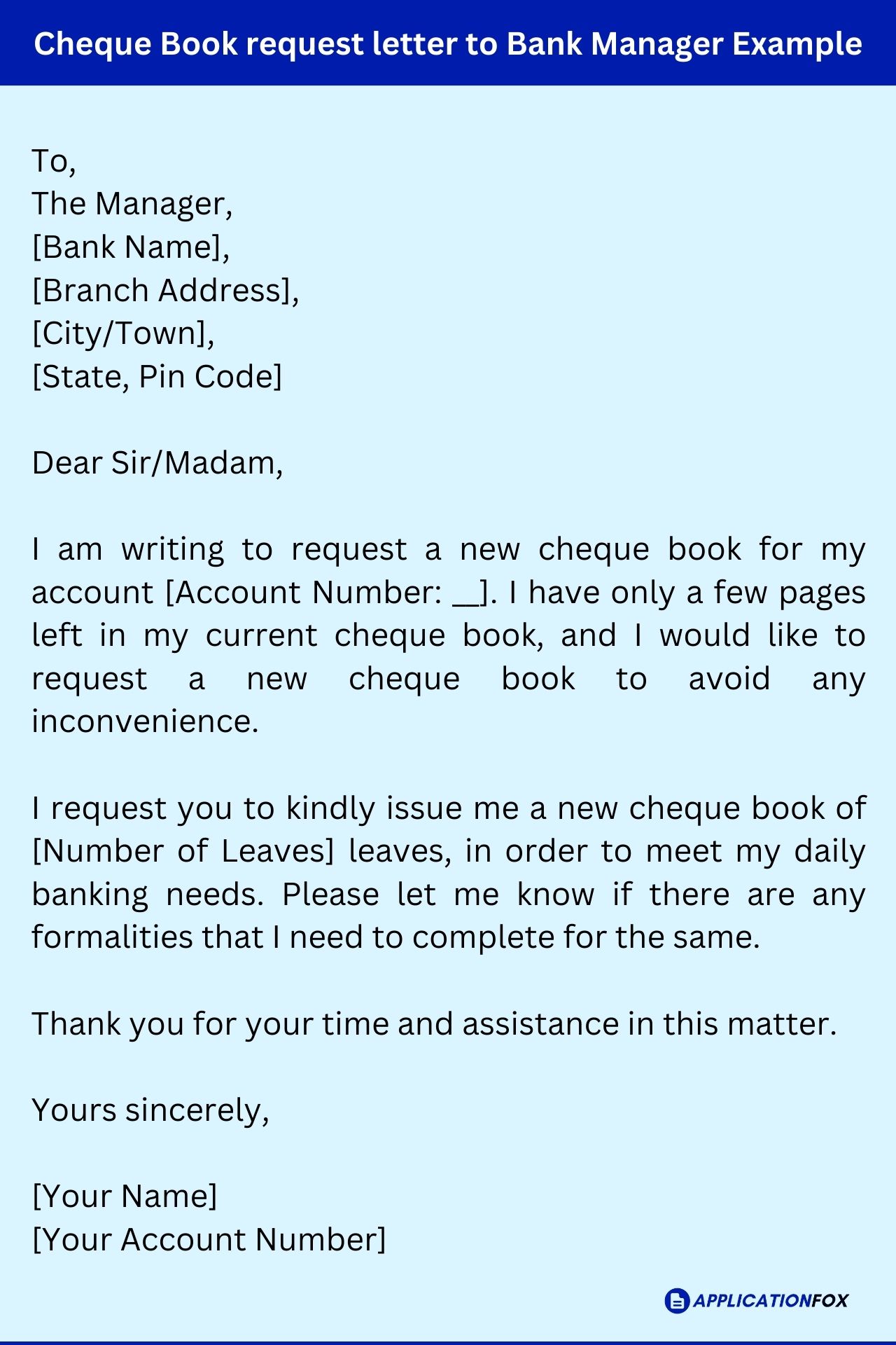  15 Samples Application For Cheque Book Issue