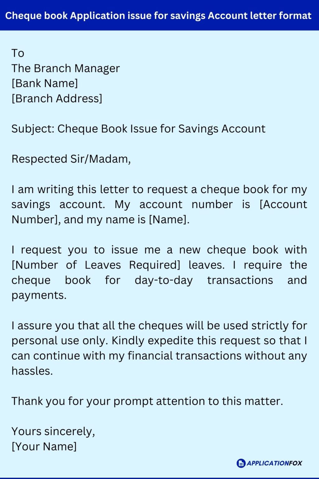  15 Samples Application For Cheque Book Issue