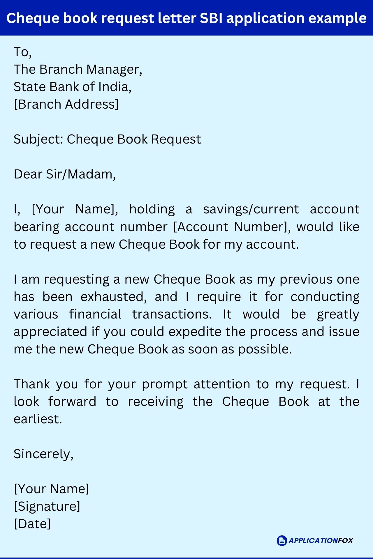 (15+ Samples) - Application for Cheque Book Issue