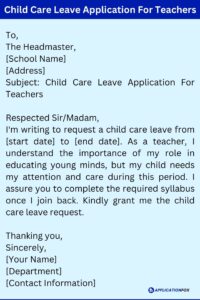(7+ Samples) Application for Child Care Leave