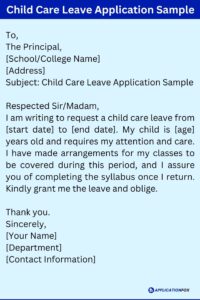 (7+ Samples) Application for Child Care Leave