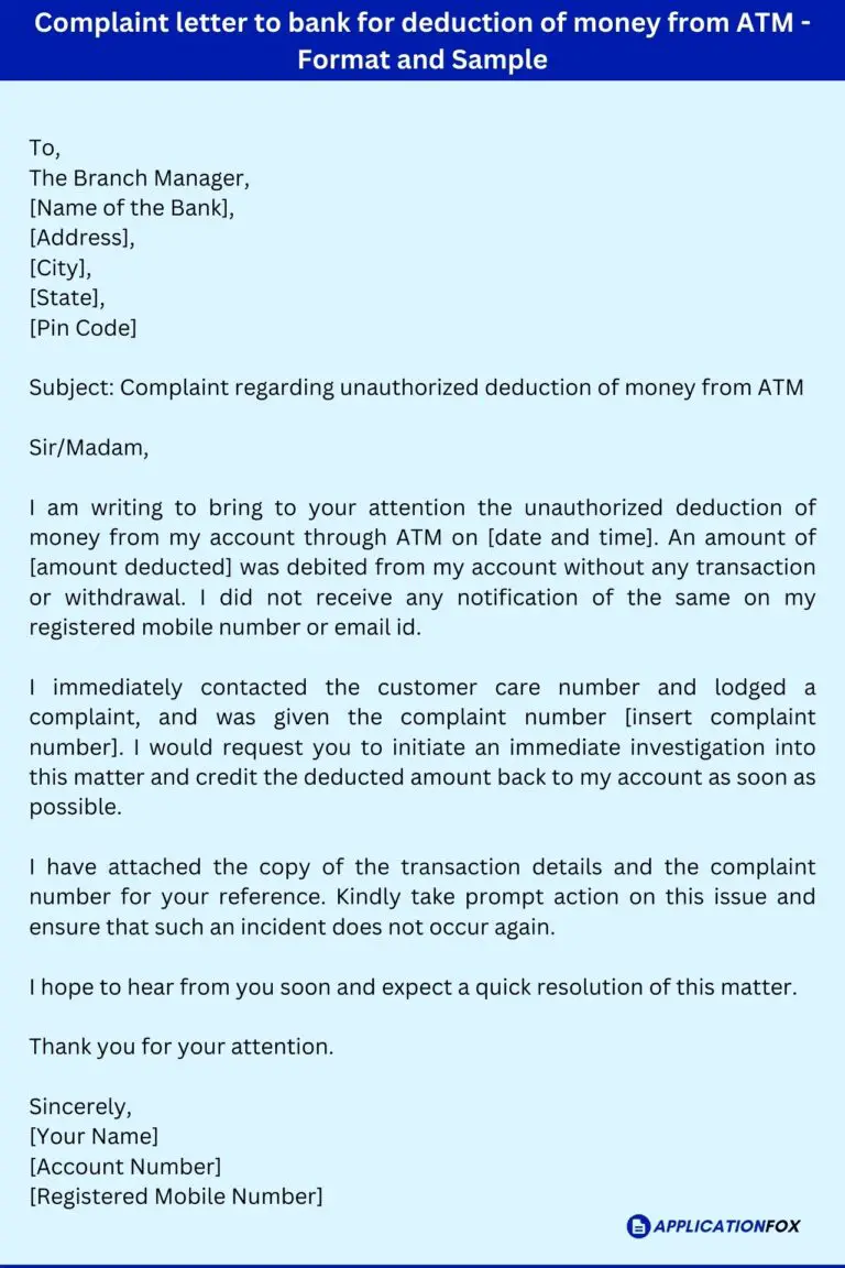 (8+) Application to the Bank Manager for Refund of Money