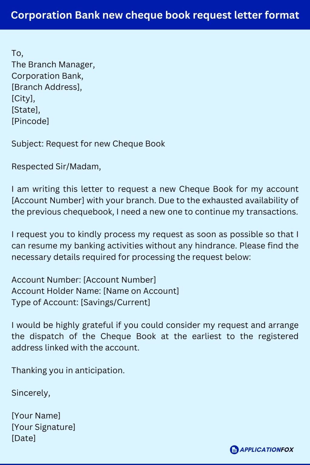  15 Samples Application For Cheque Book Issue