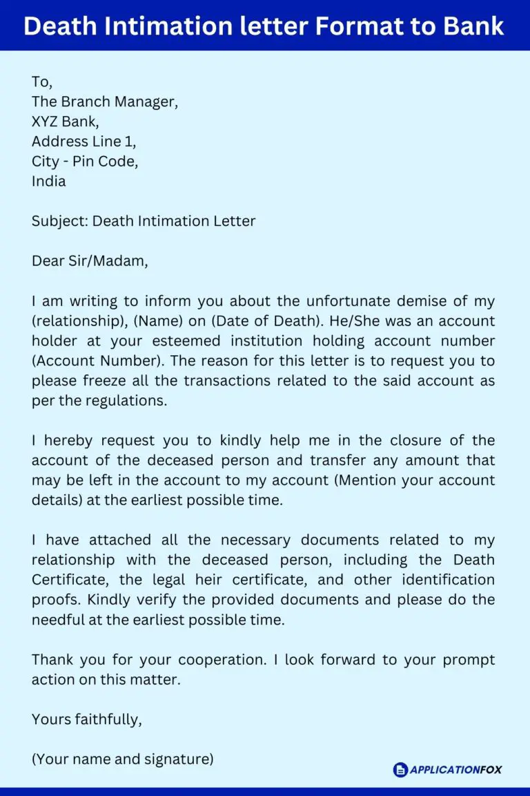 (6+ Samples) - Death Claim Letter Format for Bank