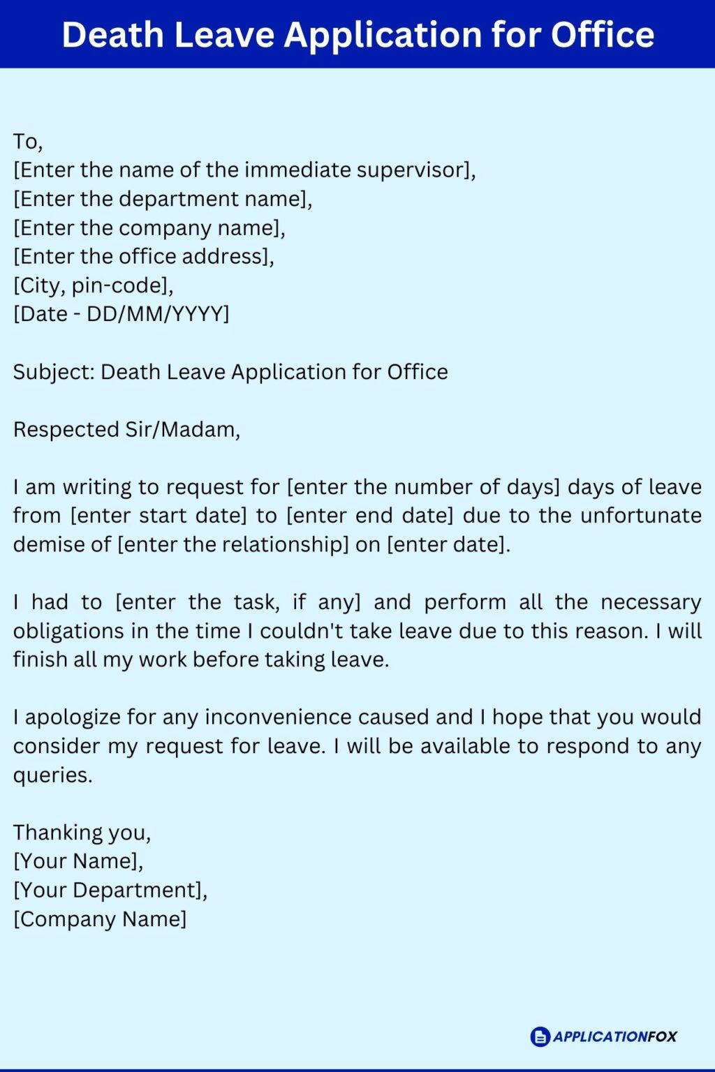 (3 Samples) Leave Application for Death Rituals in Office