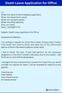 (3 Samples) Leave Application for Death Rituals in Office