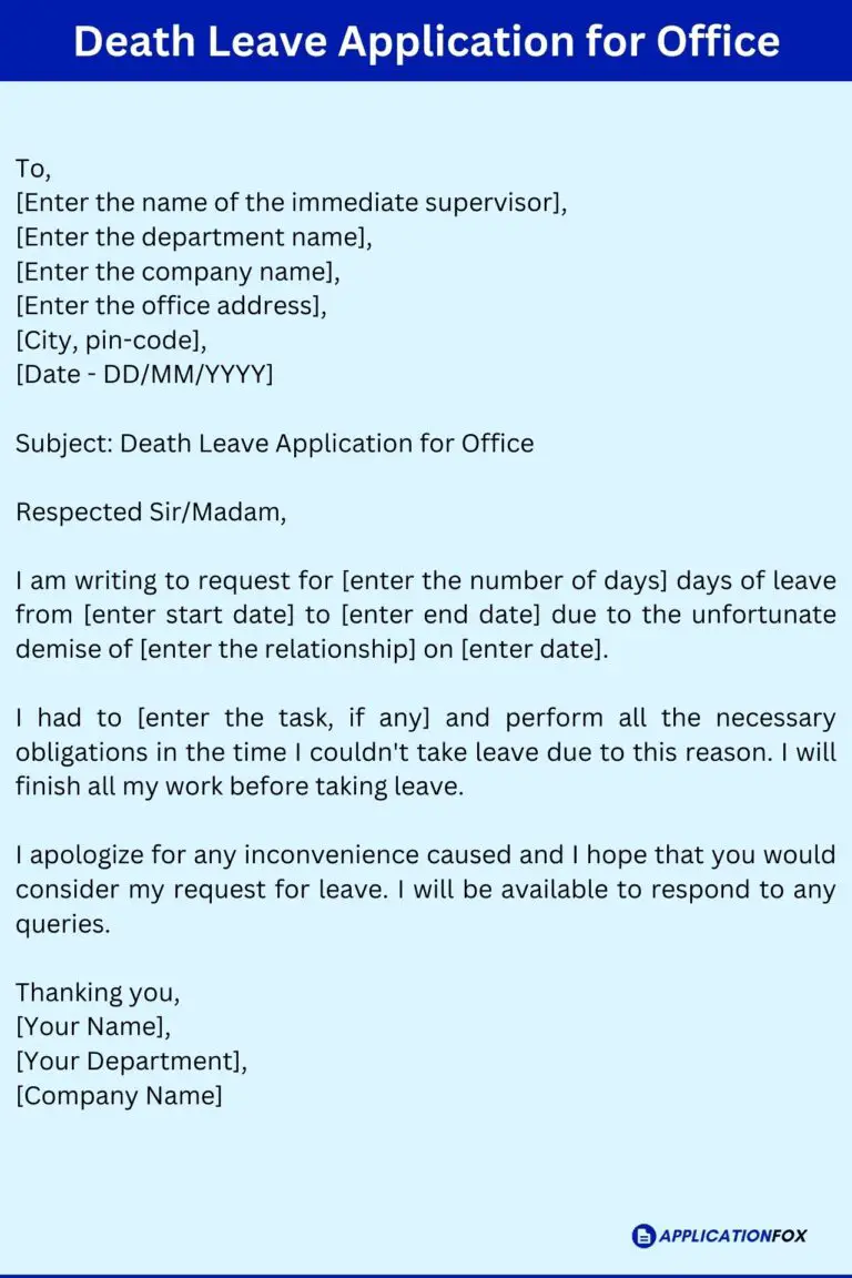 (3 Samples) Leave Application for Death Rituals in Office