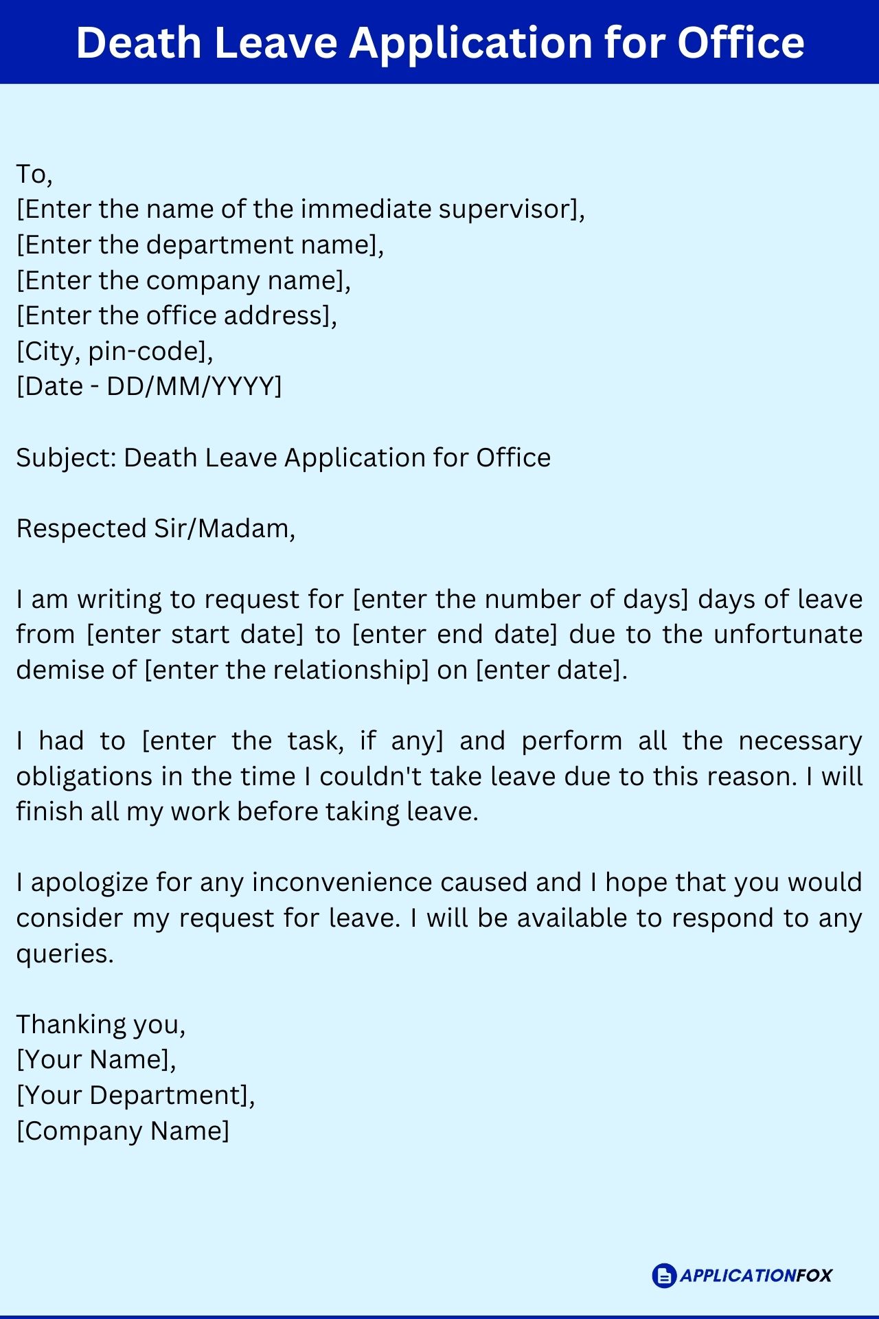 (3 Samples) Leave Application for Death Rituals in Office