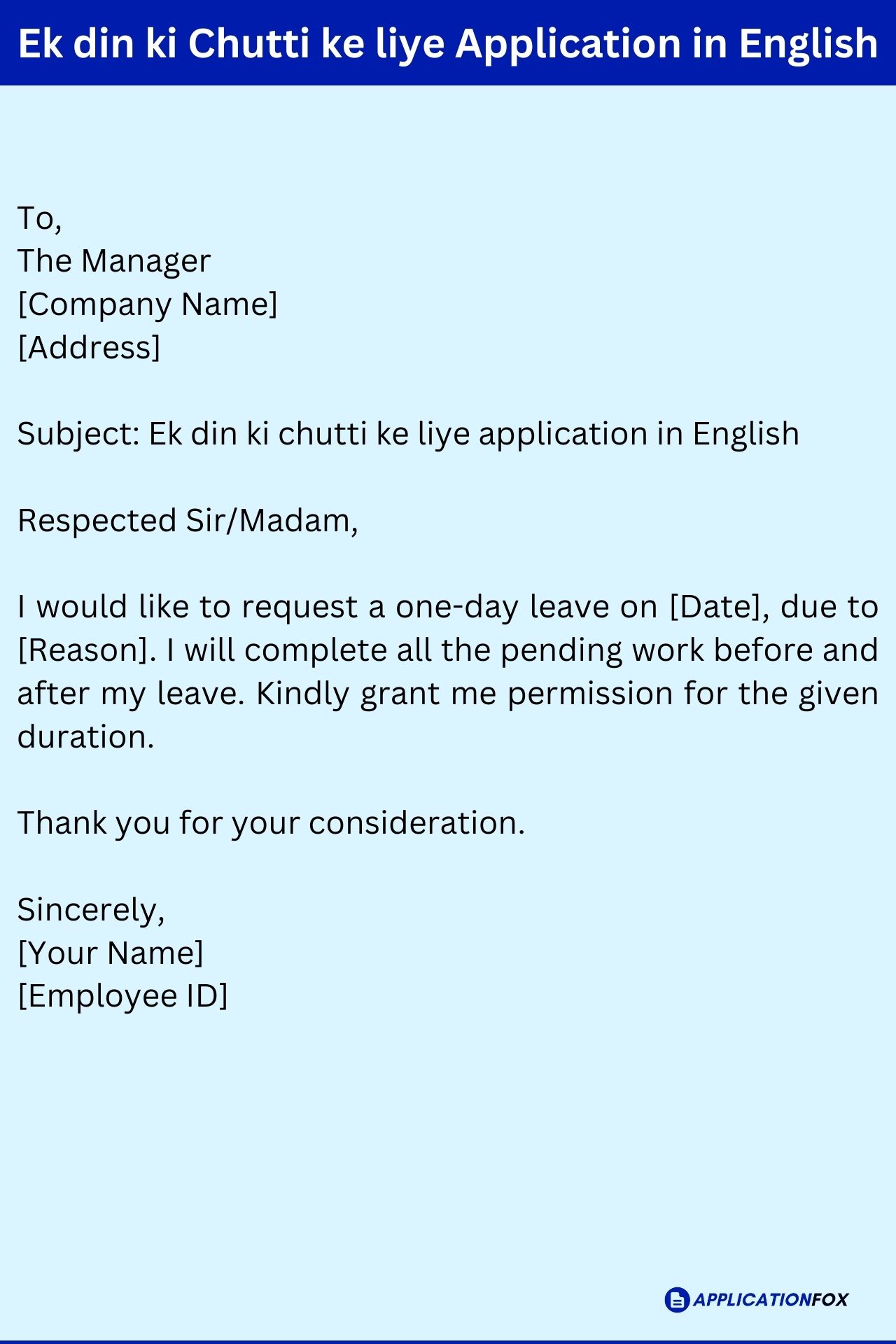 (7+ Samples) Chutti Ke Liye Application in English