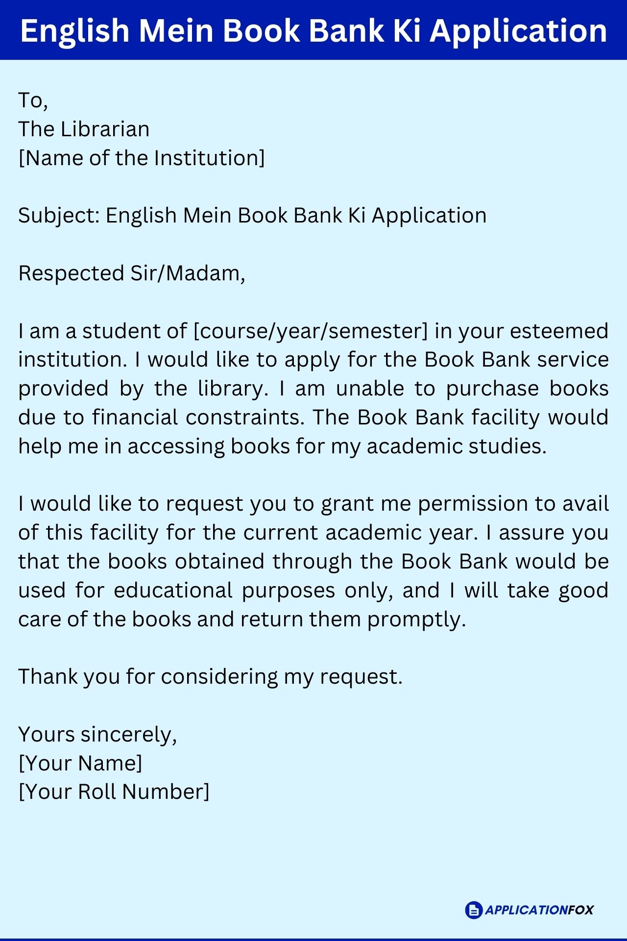 (5+ Samples) Application for Book Bank - ApplicationFox
