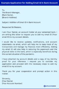 (5+) - Application for Update Email ID in Bank Account