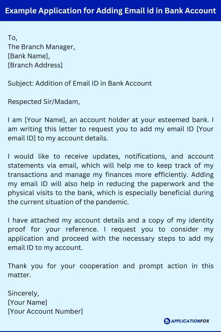 (5+) - Application for Update Email ID in Bank Account