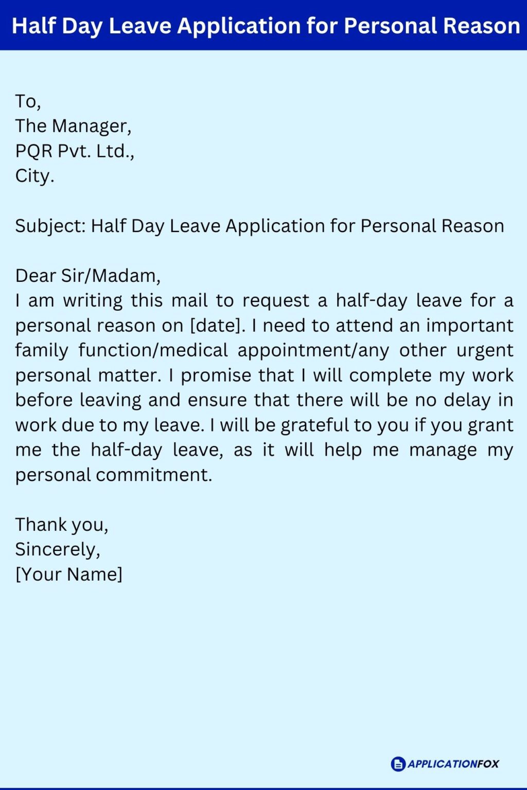 (11 Samples) Half Day Leave Application for Office