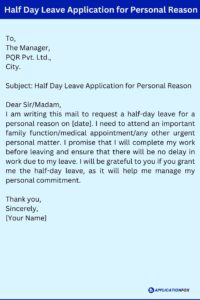 (11 Samples) Half Day Leave Application for Office