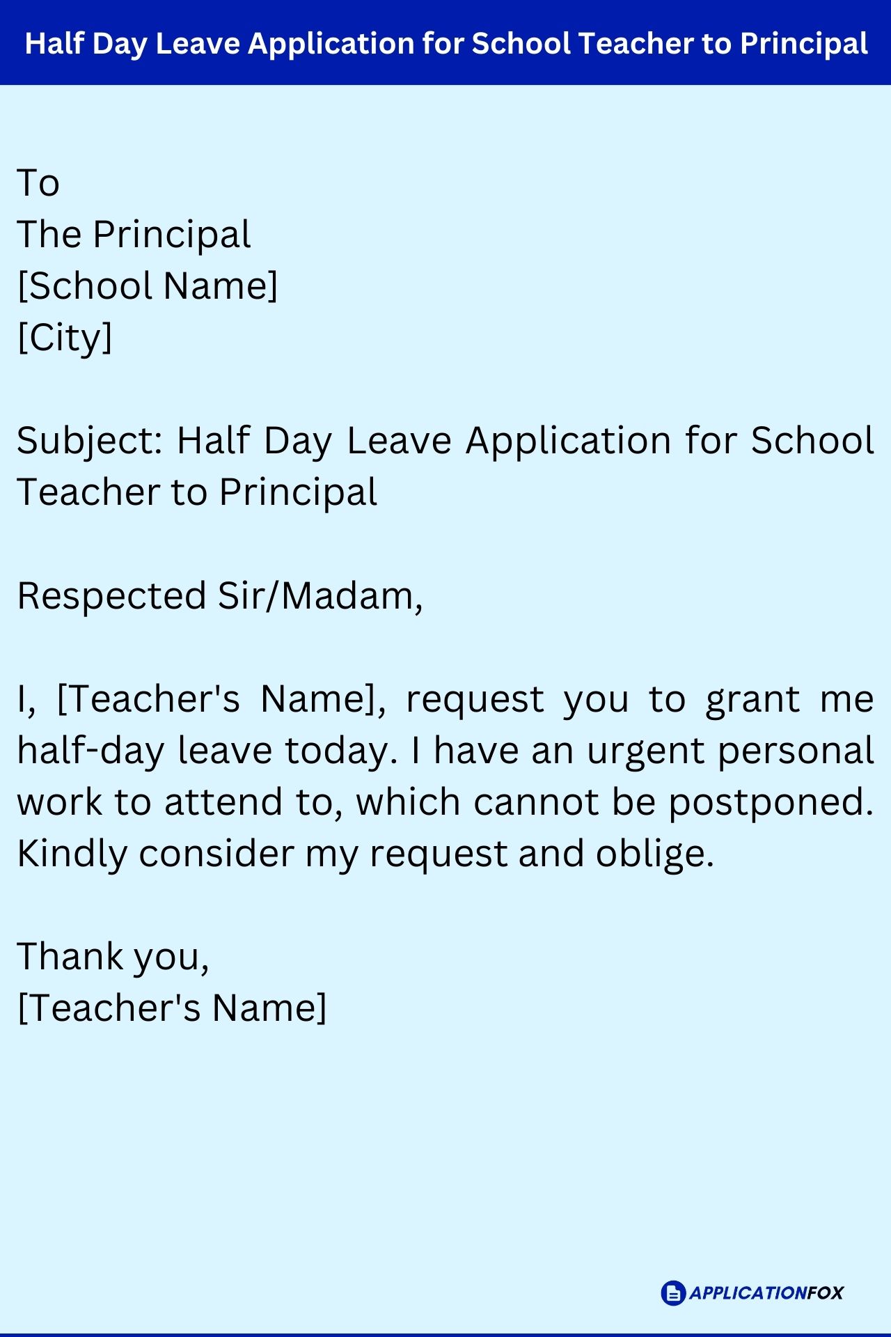 11 Samples Half Day Leave Application For School 11 Samples Half Day Leave Application For School