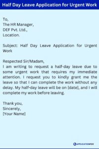 (11 Samples) Half Day Leave Application for Office