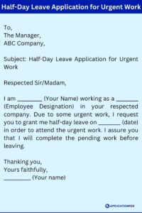 (9+ Samples) Leave Application for Urgent Work