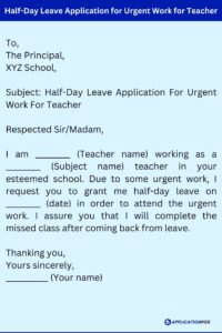 (9+ Samples) Leave Application for Urgent Work