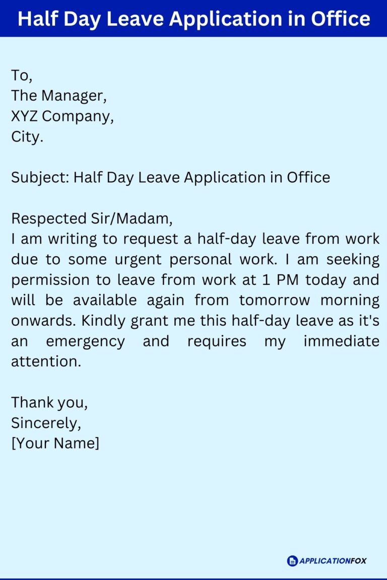 11 Samples Half Day Leave Application For Office 11 Samples Half Day Leave Application For Office
