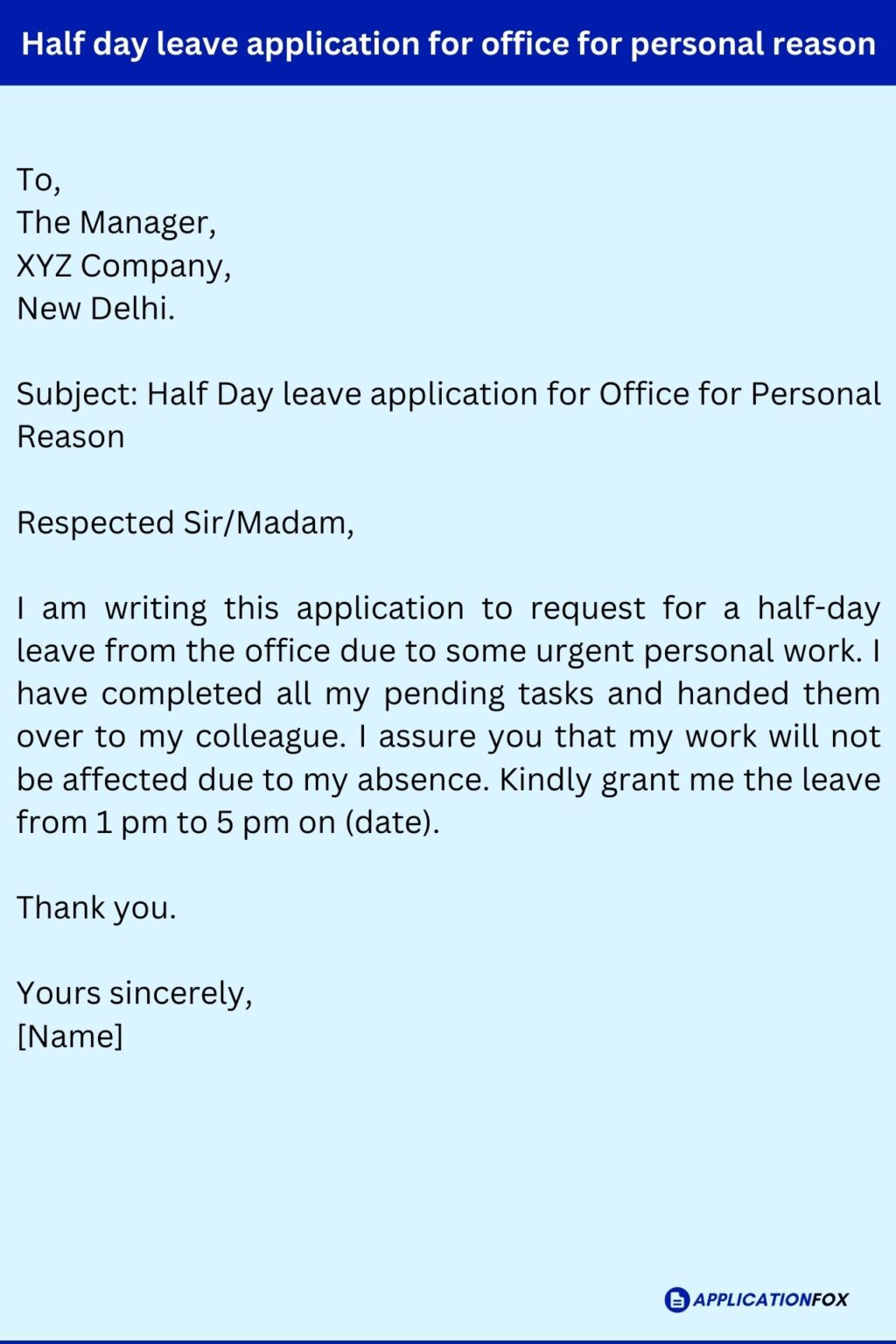(11 Samples) Half Day Leave Application for Office