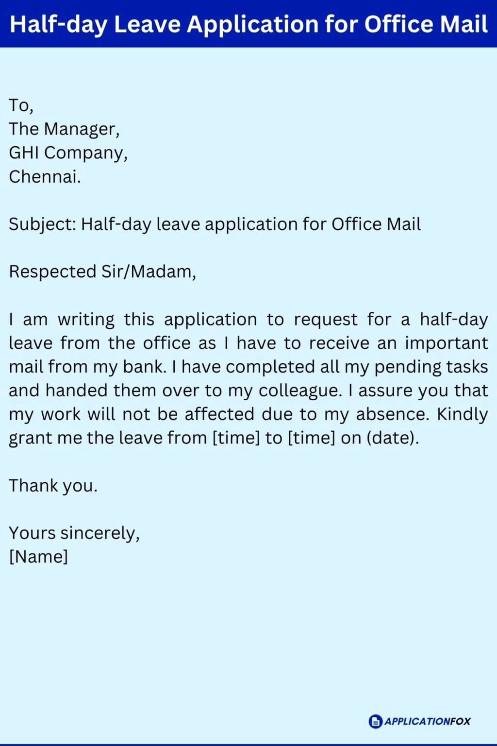 (11 Samples) Half Day Leave Application for Office