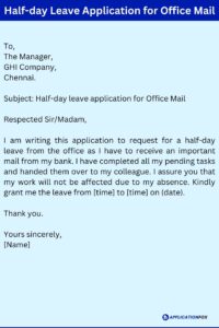 (11 Samples) Half Day Leave Application for Office