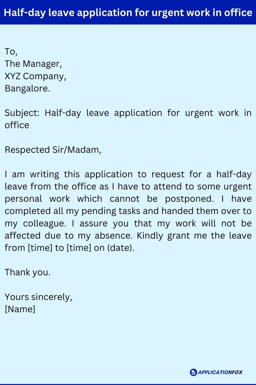 (11 Samples) Half Day Leave Application for Office