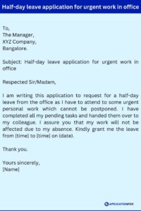 (11 Samples) Half Day Leave Application for Office